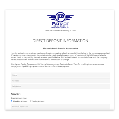 EMPLOYEE FORMS - Patriot Componets